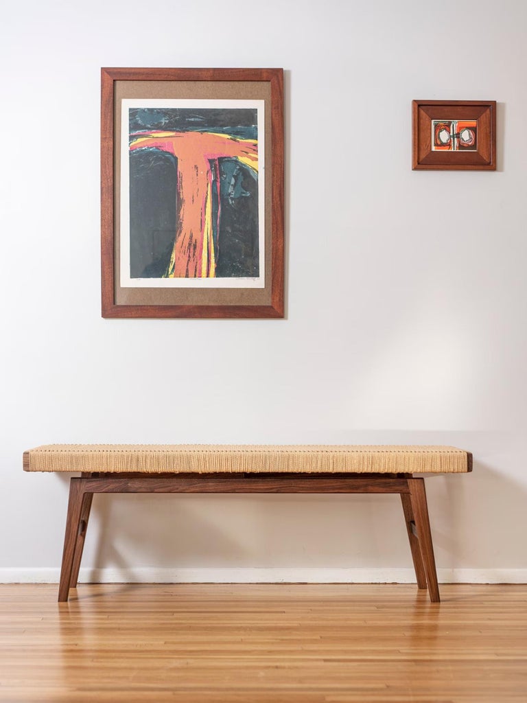 Jana Entry Bench, Danish Cord Version Walnut Mid-Century Modern Woven ...