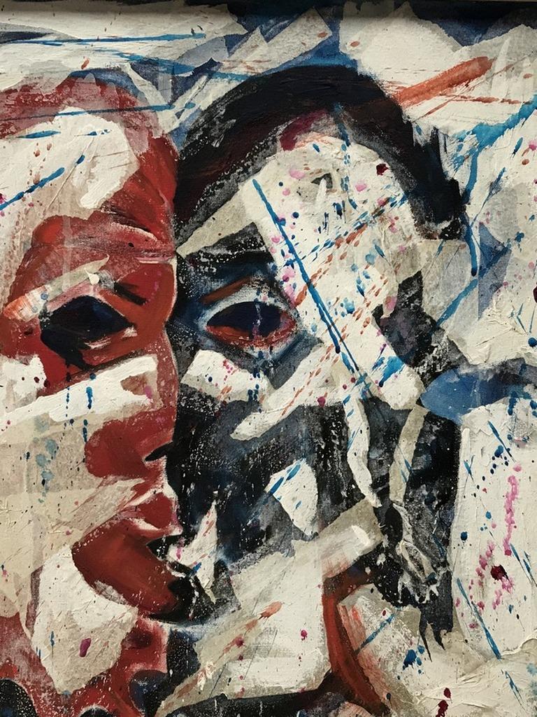 "The Kiss" Abstract Collage Signed Cash, 1976 For Sale at 1stDibs