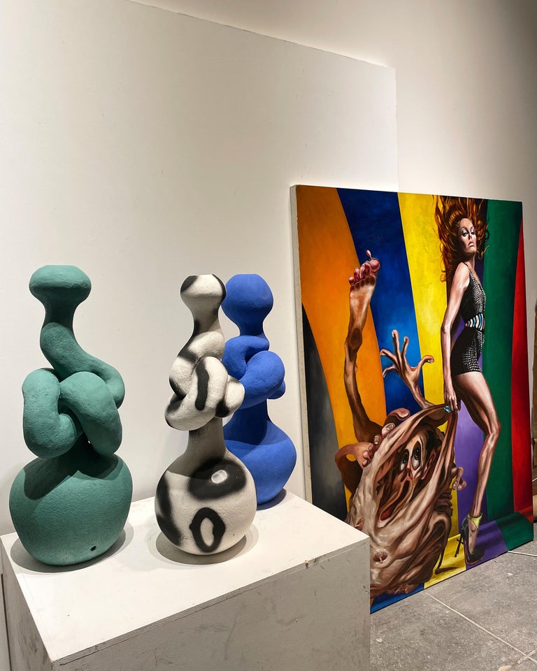 Knot Table Sculpture or Lamp, in Wintergreen, Handmade by Artist Stef ...