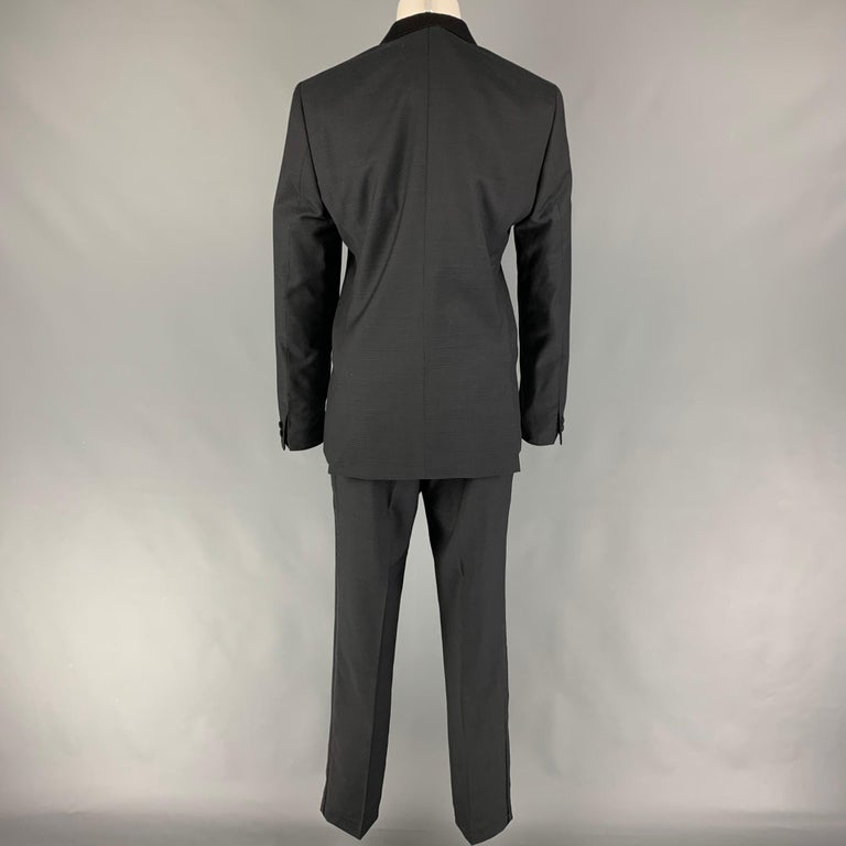 THE KOOPLES Size 38 Black Grid Wool Peak Lapel Tuxedo Suit For Sale at ...