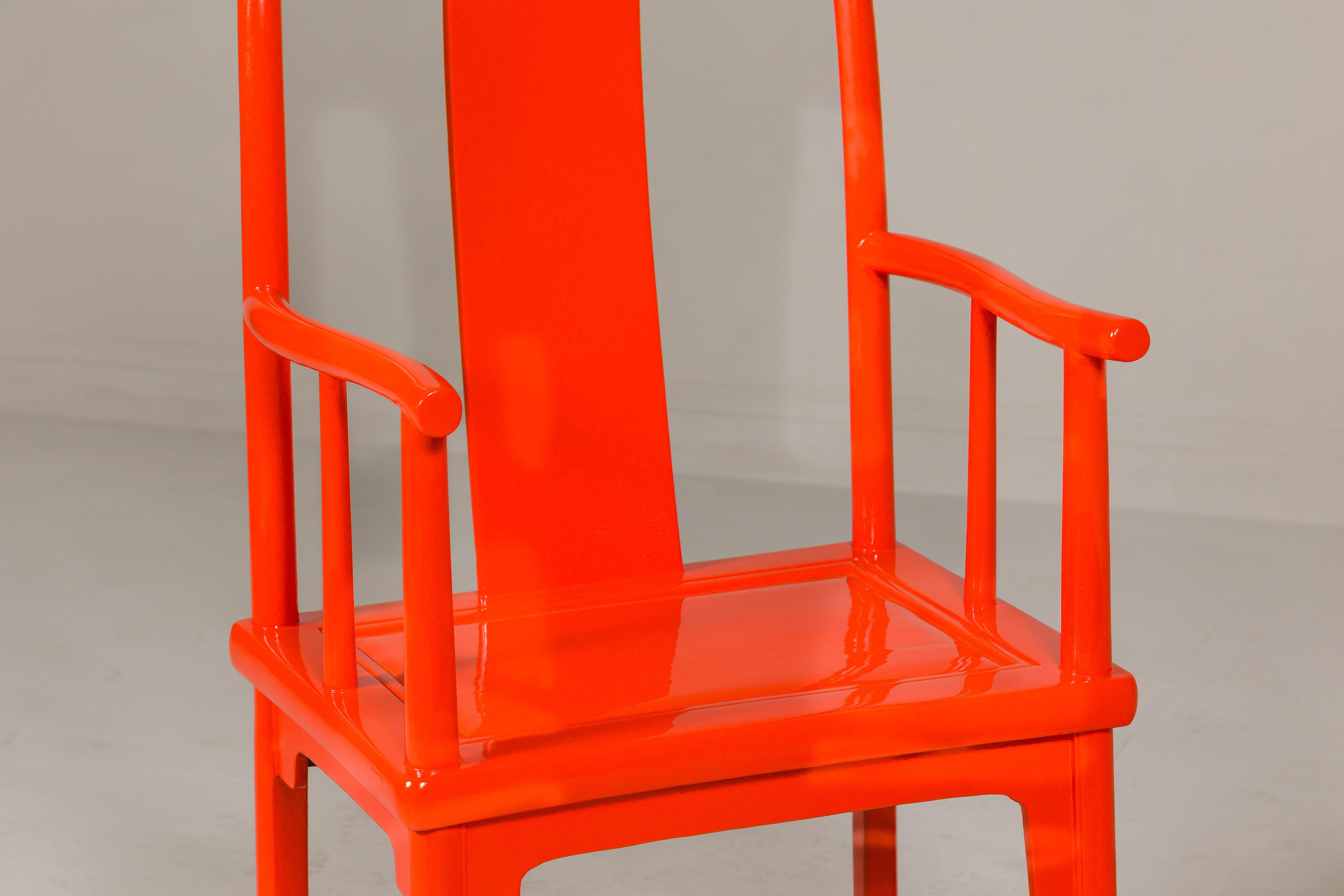 "The Lava Chair", Yoke Back Armchairs with Custom Deep Orange Lacquer ...