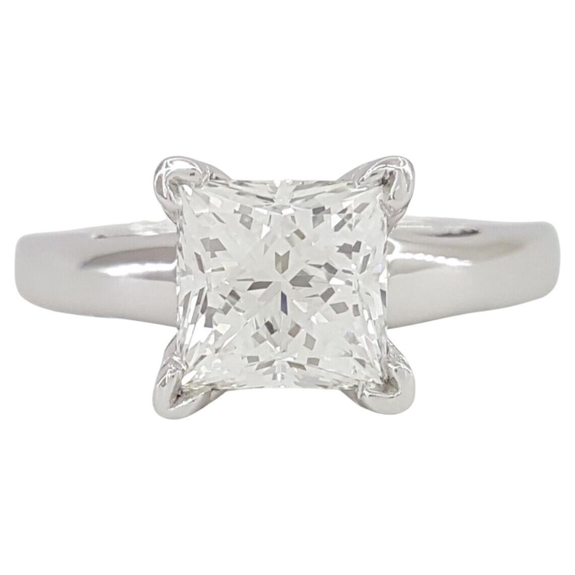 Leo Princess Cut Diamond 0.98 Carat White Gold Four Prong Solitaire ...
