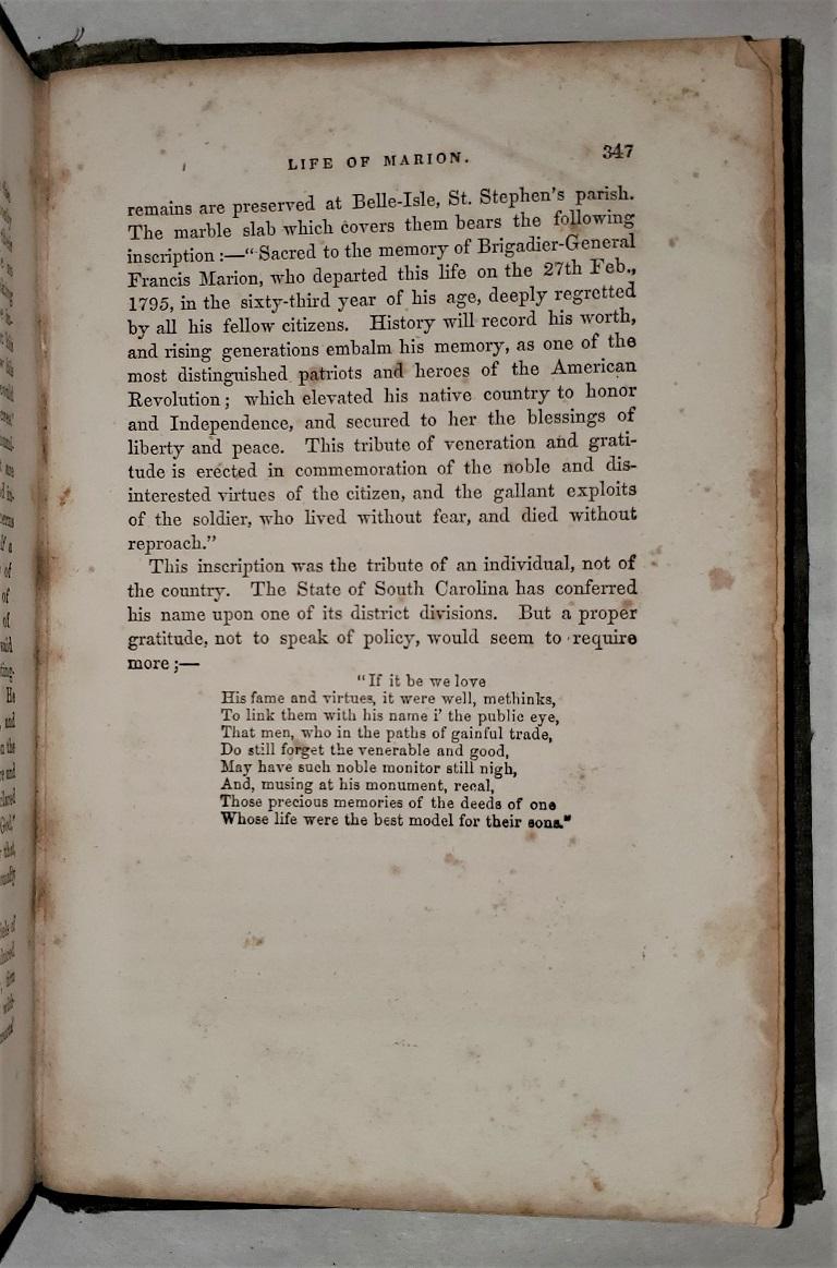 The Life of Francis Marion by Simms, 1855 For Sale at 1stDibs