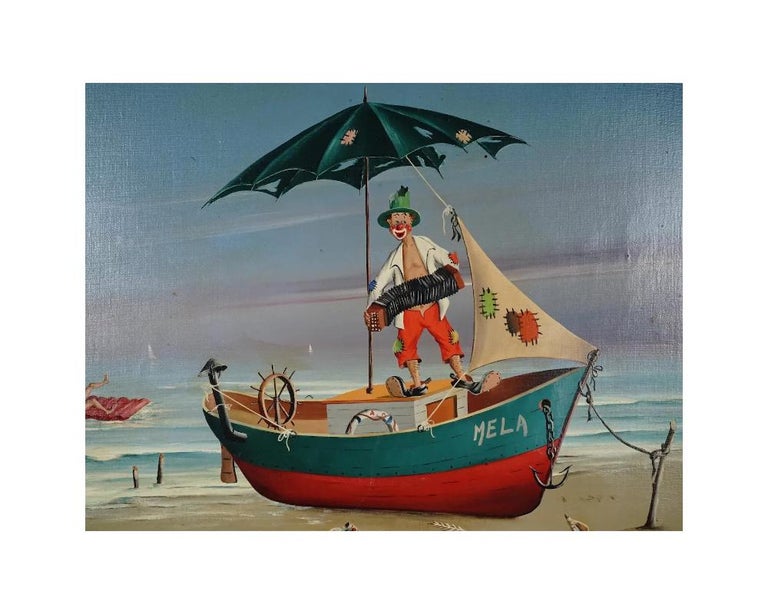 Life Saver Surrealist Clowns Oil Painting by Alfano Dardari For Sale at ...