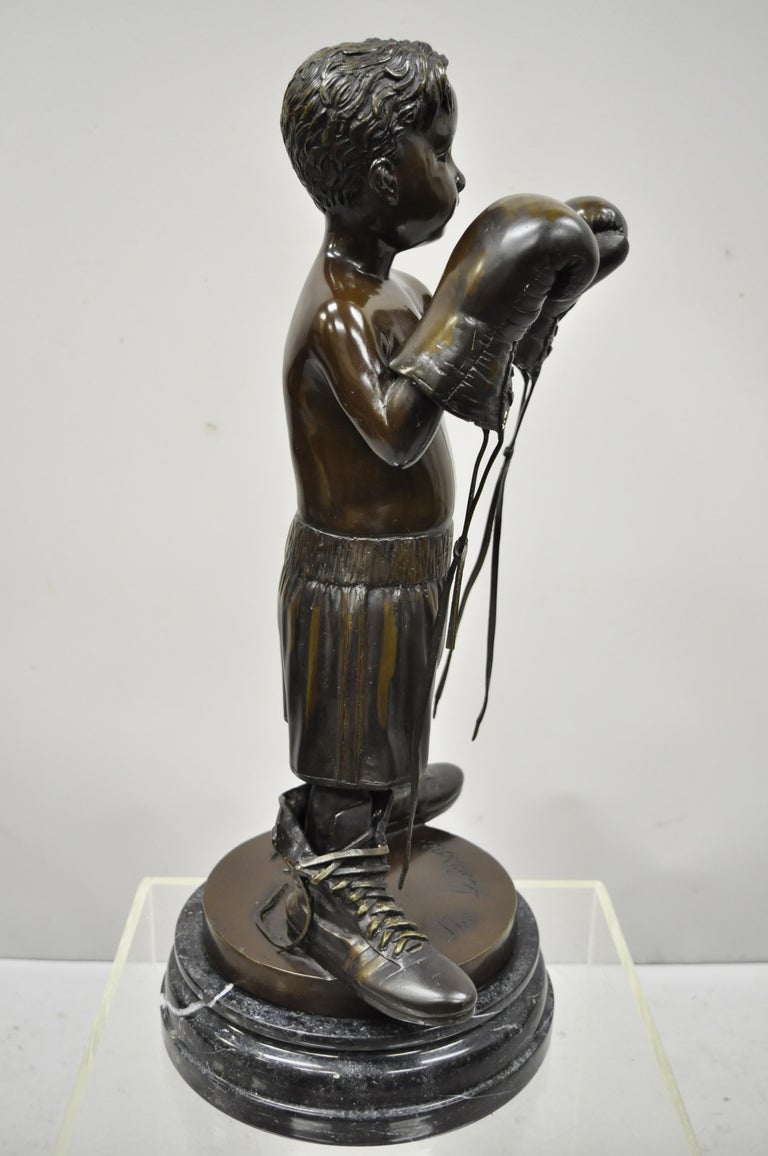 "The Little Champ" Bronze Marble Boy Boxer Statue Sculpture Signed Jim ...