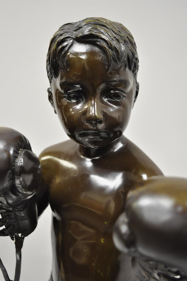 "The Little Champ" Bronze Marble Boy Boxer Statue Sculpture Signed Jim ...