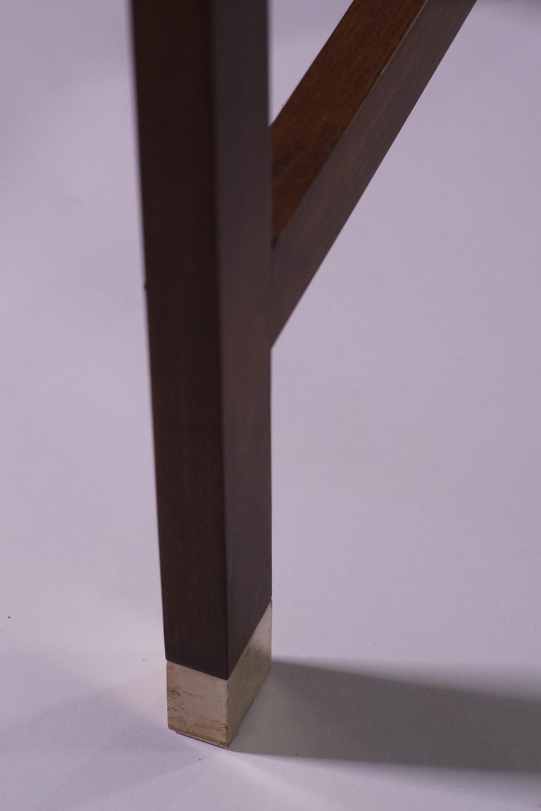 Long Side Table, Stained Sold Beech Structure, Patinated Brass Inlay ...