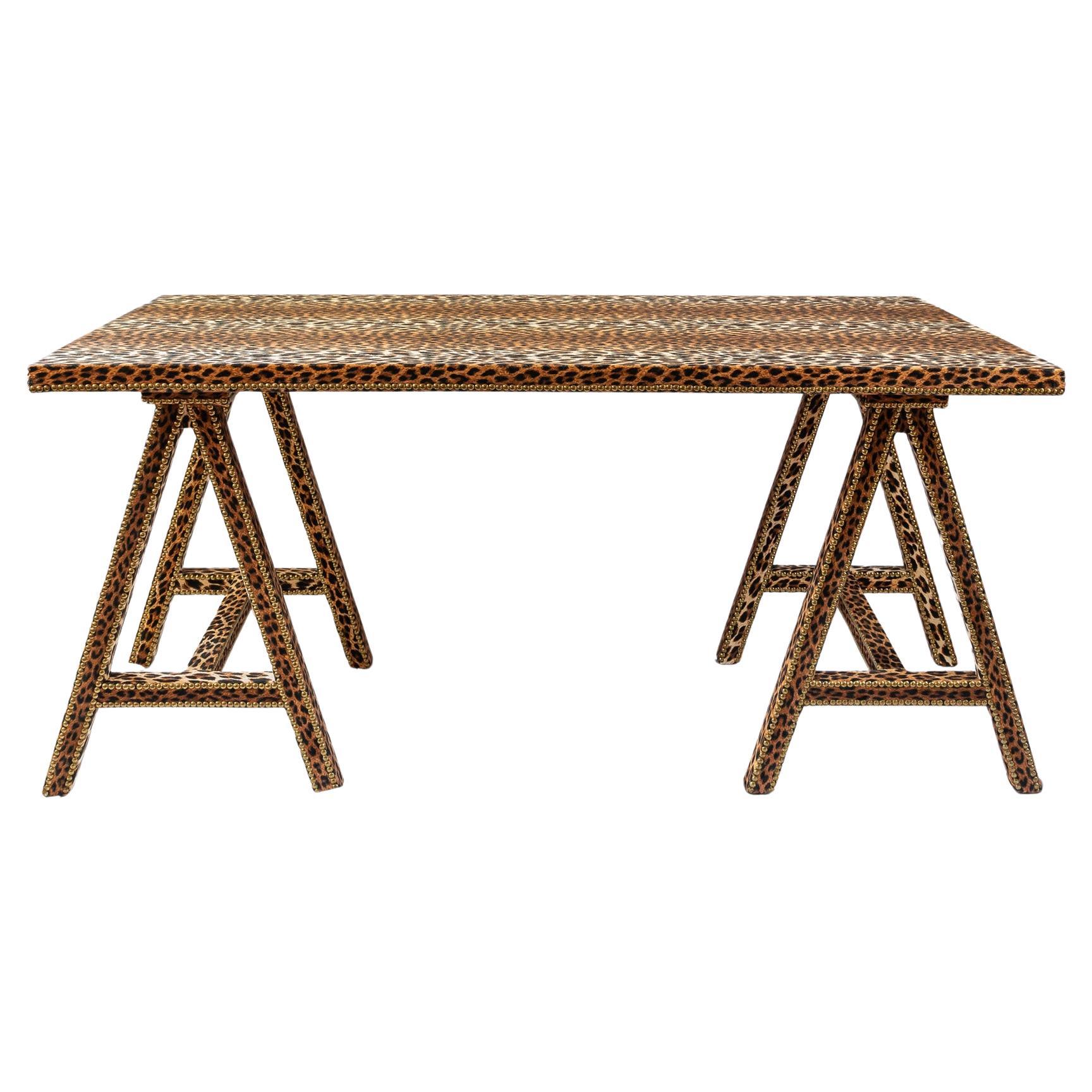 The Matilda Trestle Table, 1940's inspired, upholstered in Leopard ...