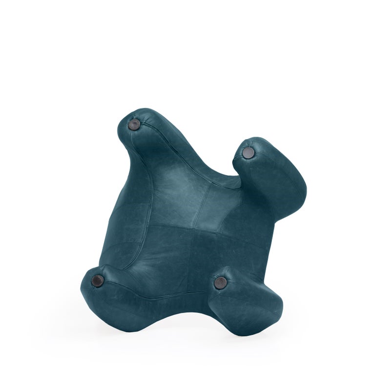 Dark Azure Blue Club Chair “Club 114” in a Vegas Leather “Sea” For Sale ...