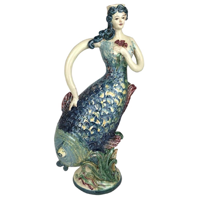 Mermaid Handmade Ceramic Vase Made in Italy at 1stDibs