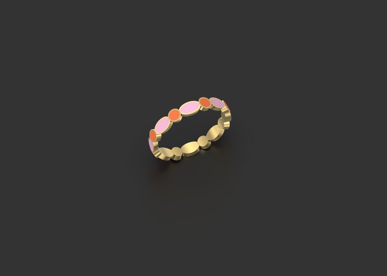 Customizable Modern Dot and Oval Stacking Ring, 14ct Yellow Gold For ...
