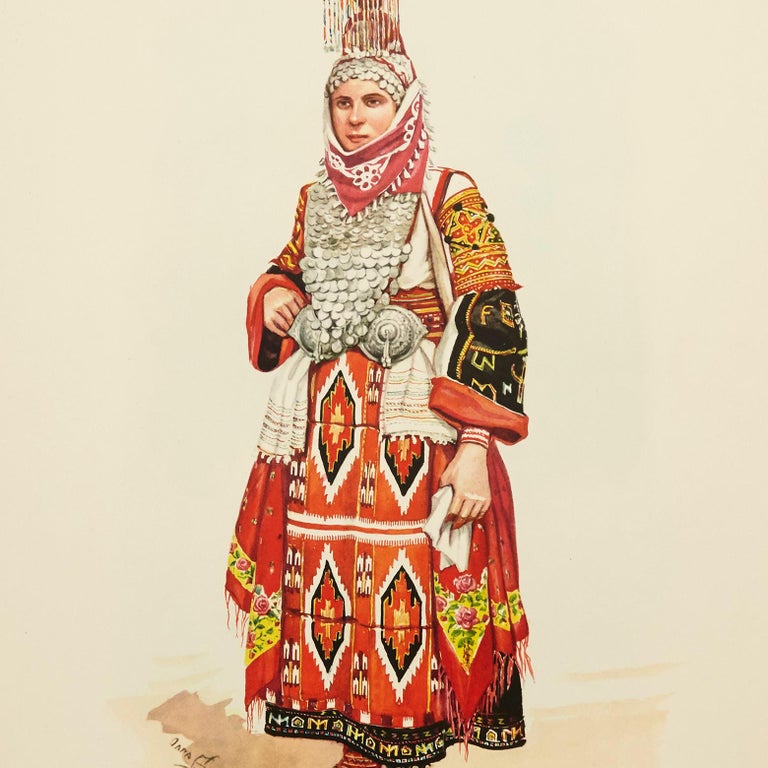 National Dresses of Macedonia Illustrated Drawing in Plate, 1963 For ...