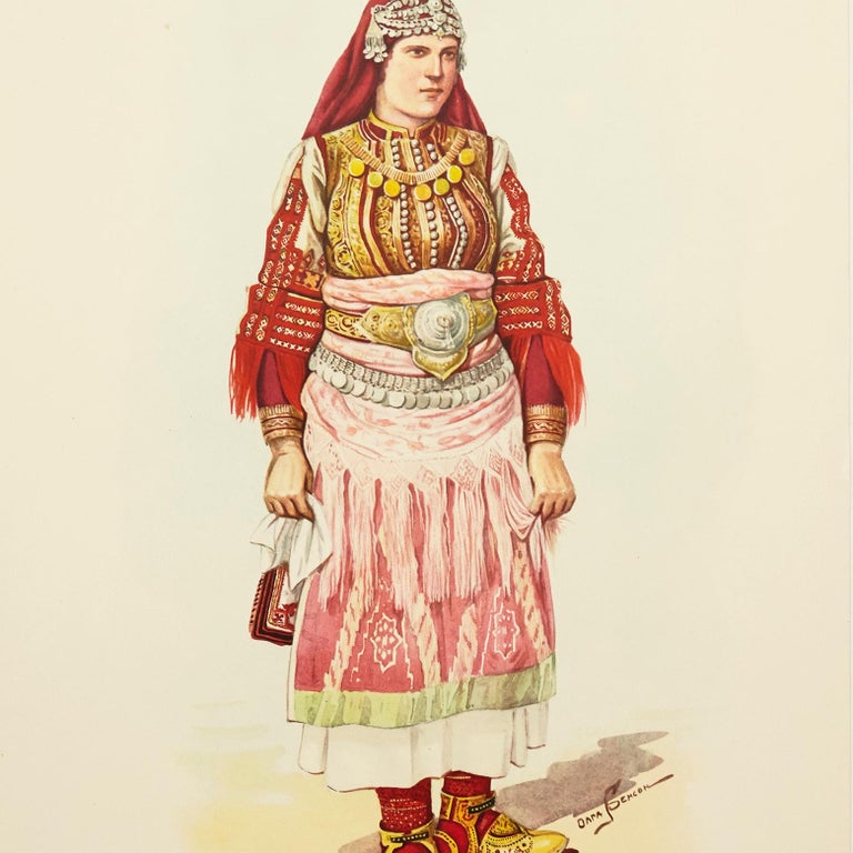 National Dresses of Macedonia Illustrated Drawing in Plate, 1963 For ...