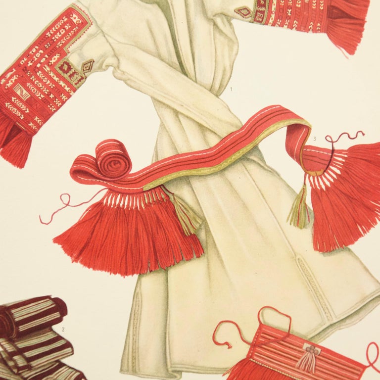 The National Dresses of Macedonia Illustrated Drawing in Plate, 1963 ...