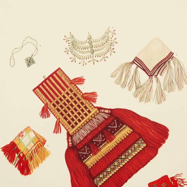 The National Dresses of Macedonia Illustrated Drawing in Plate, 1963 ...