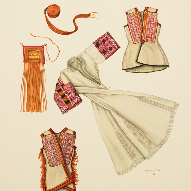 National Dresses of Macedonia Illustrated Drawing in Plate, 1963 For ...