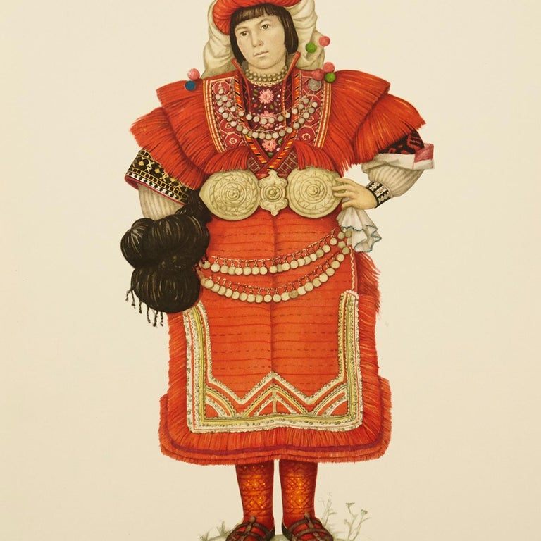 The National Dresses of Macedonia Illustrated Drawing in Plate, 1963 ...