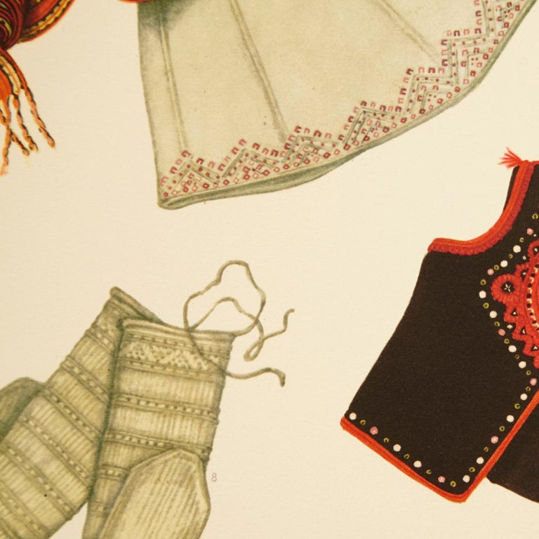 The National Dresses of Macedonia Illustrated Drawing in Plate, 1963 ...