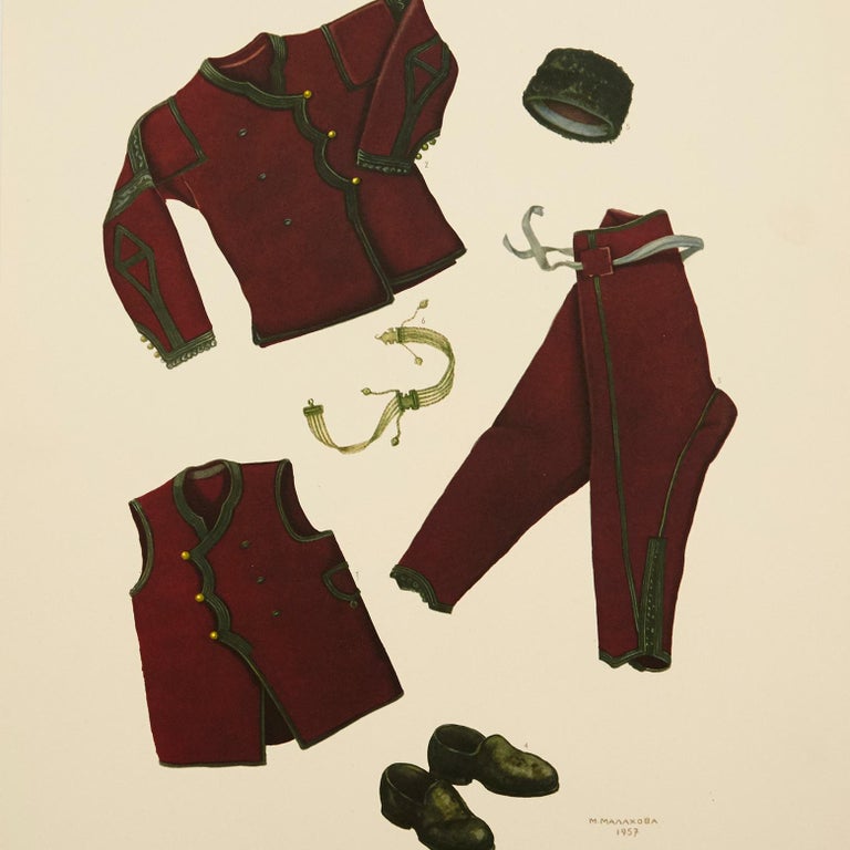 The National Dresses of Macedonia Illustrated Drawing in Plate, 1963 ...