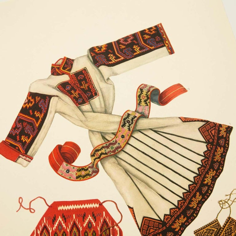 The National Dresses of Macedonia Illustrated Drawing in Plate, 1963 ...