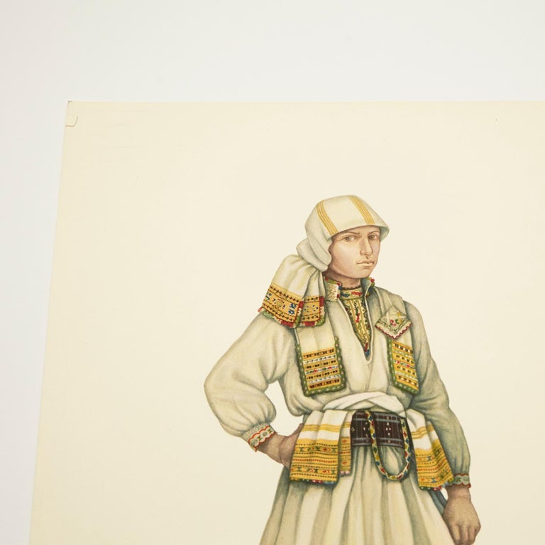 The National Dresses of Macedonia Illustrated Drawing in Plate, 1963 ...