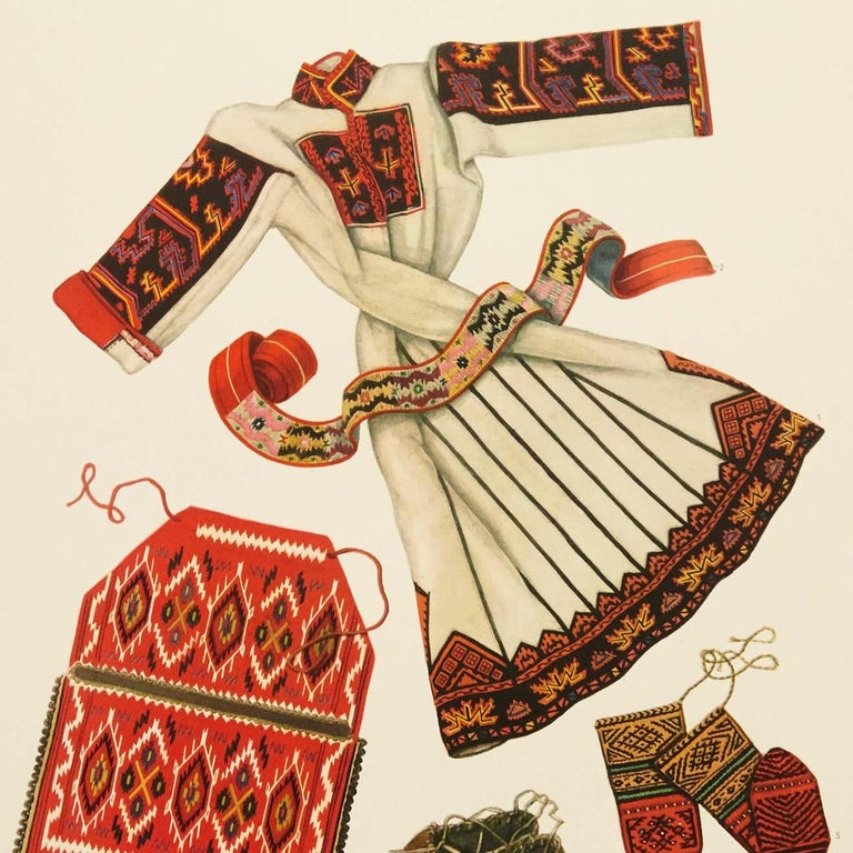 The National Dresses of Macedonia Illustrated Drawing in Plate, 1963 ...