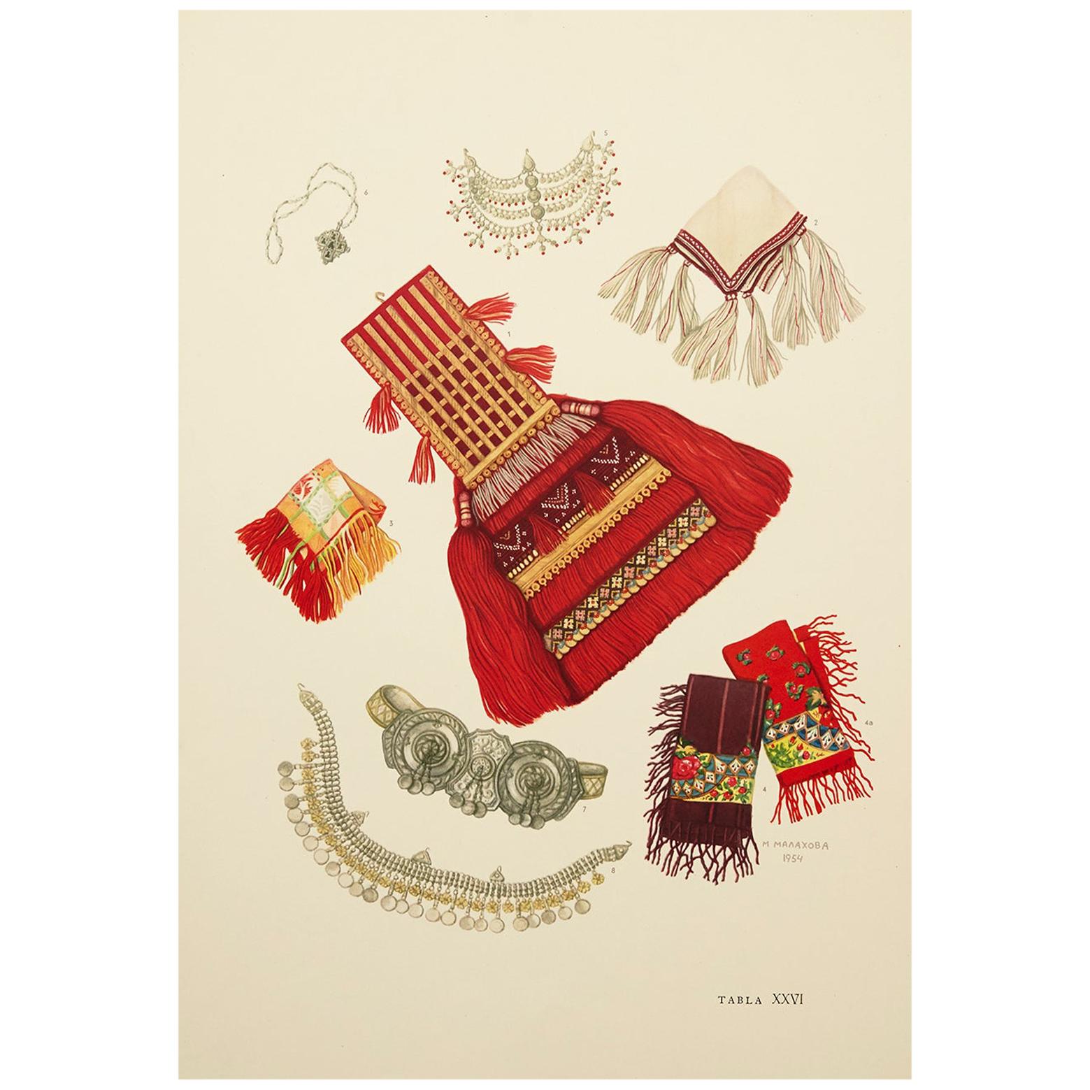 The National Dresses of Macedonia Illustrated Drawing in Plate, 1963 ...