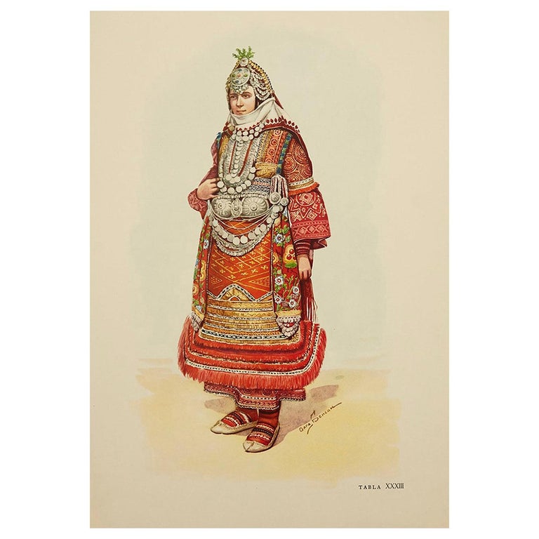 National Dresses of Macedonia Illustrated Drawing in Plate, 1963 For ...
