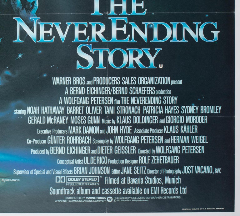 The Never Ending Story 1985 UK Quad Film Poster, Casaro at 1stDibs