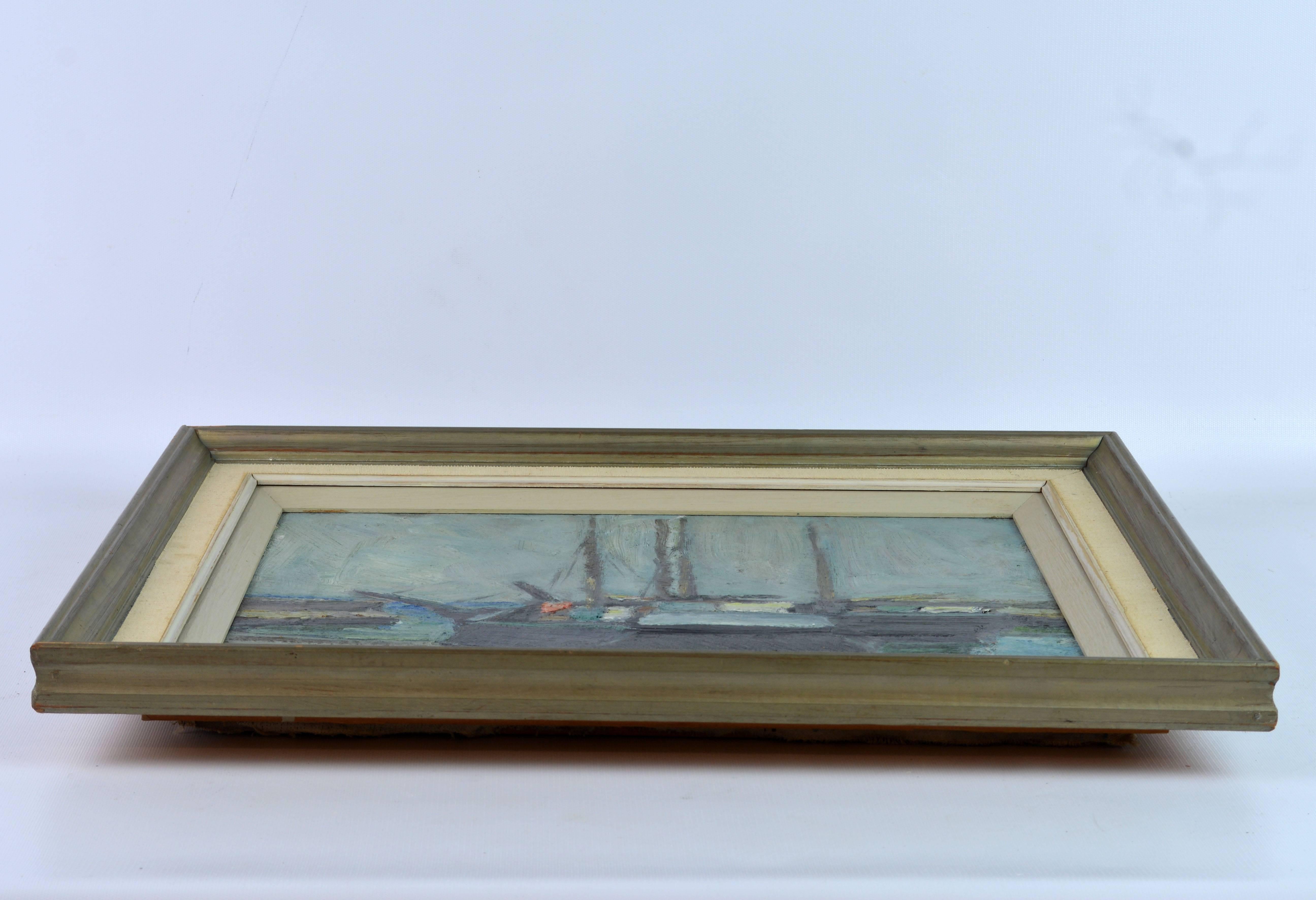 'The Old Boats in Harbor' Original Oil by Carl Berndtsson, Swedish at ...