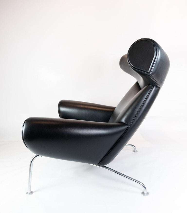 Ox Chair, Model EJ 100 Upholstered in Black Leather, by Hans J. Wegner ...