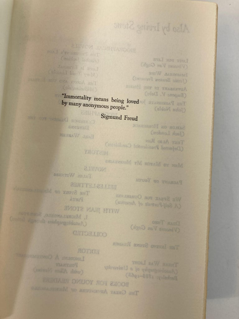 The Passions of the Mind a Novel of Sigmund Freud by Irving Stone 1971 ...