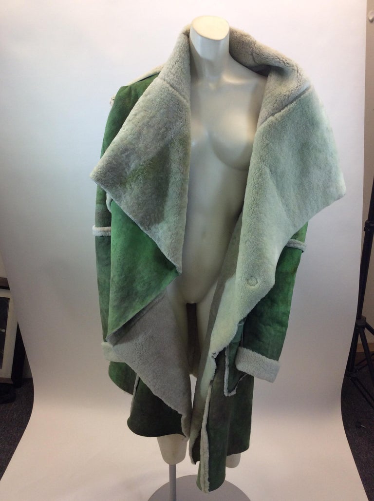 The People of the Labyrinths Green Shearling Coat For Sale at 1stDibs