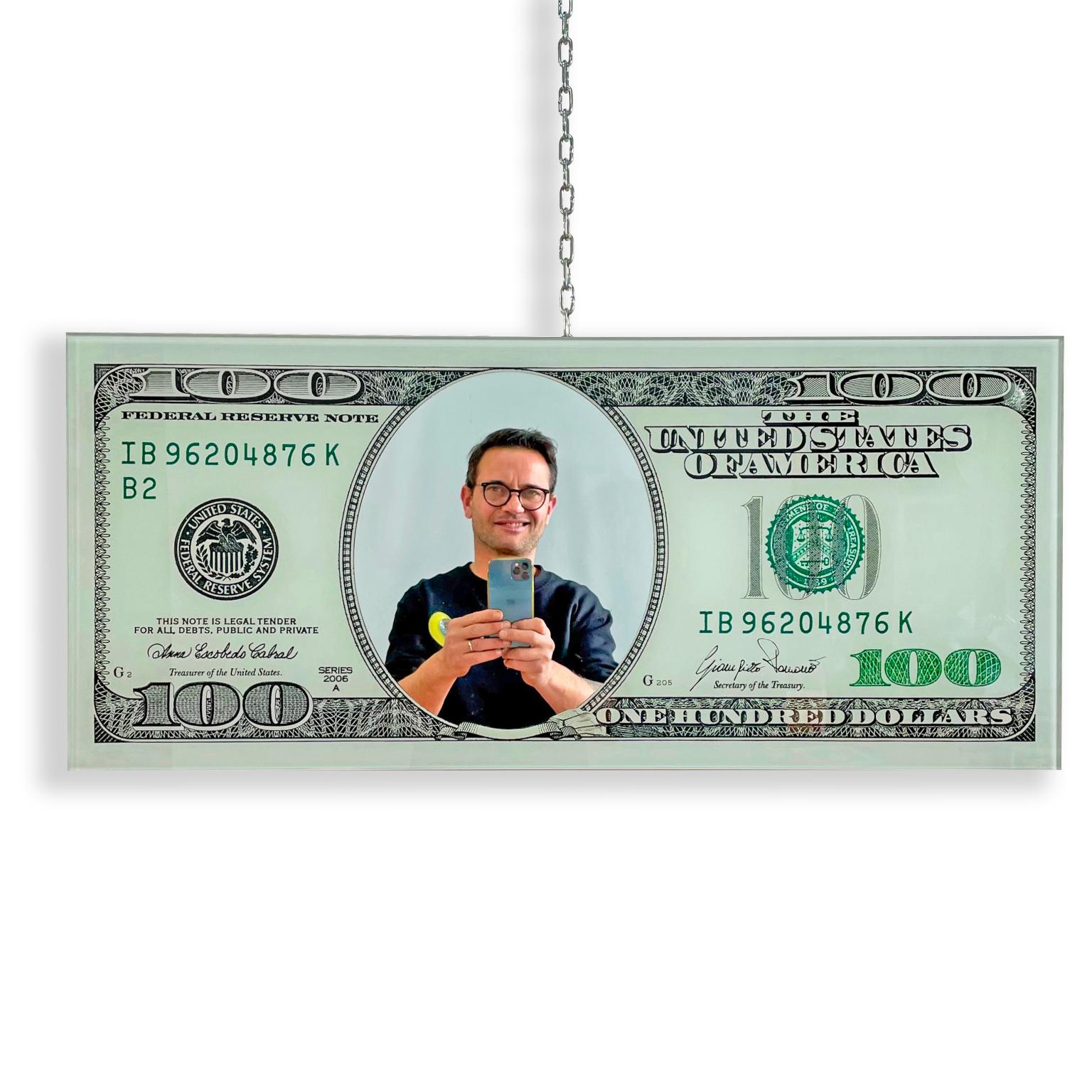 President, Contemporary Wall Mirror with Printed 100$ Note, Limited ...