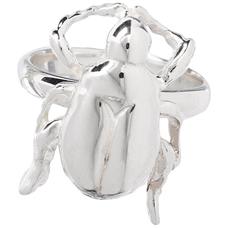The Rebirth Scarab Ring in Polished Sterling Silver For Sale at 1stDibs