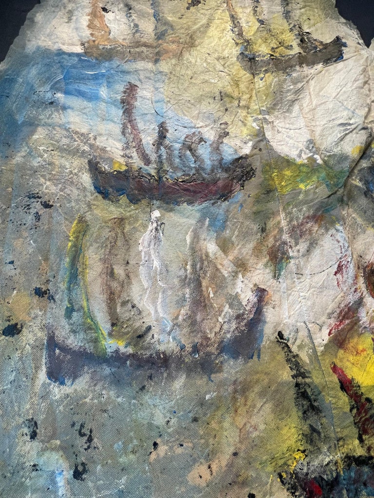 “The Regatta” Abstract Painting on Fabric, 1992 by Purvis Young For ...