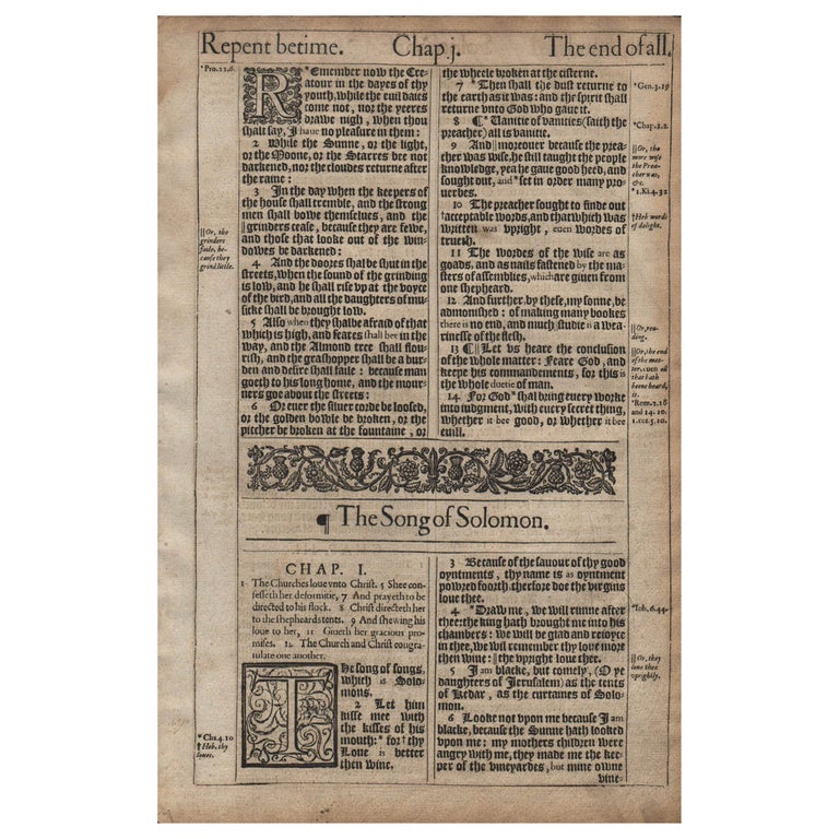 "The Rose of Sharon", 1611 King James Bible, Song of Solomon 1, First ...