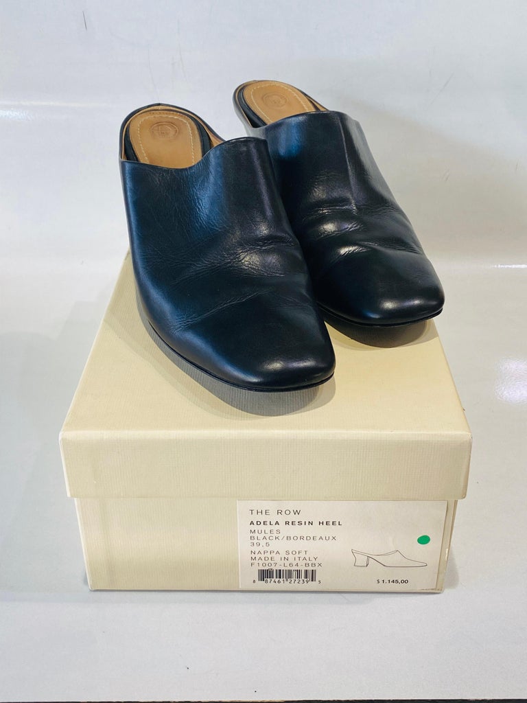 THE ROW Angela Resin Heel Mules Black/ Bordeaux Shoes Size 39.5 at 1stDibs