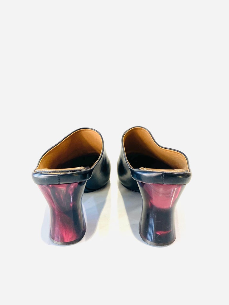THE ROW Angela Resin Heel Mules Black/ Bordeaux Shoes Size 39.5 at 1stDibs