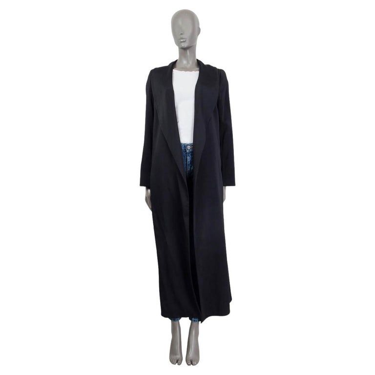 THE ROW black SHAWL COLLAR LONG OPEN Coat Jacket 10 L For Sale at 1stDibs