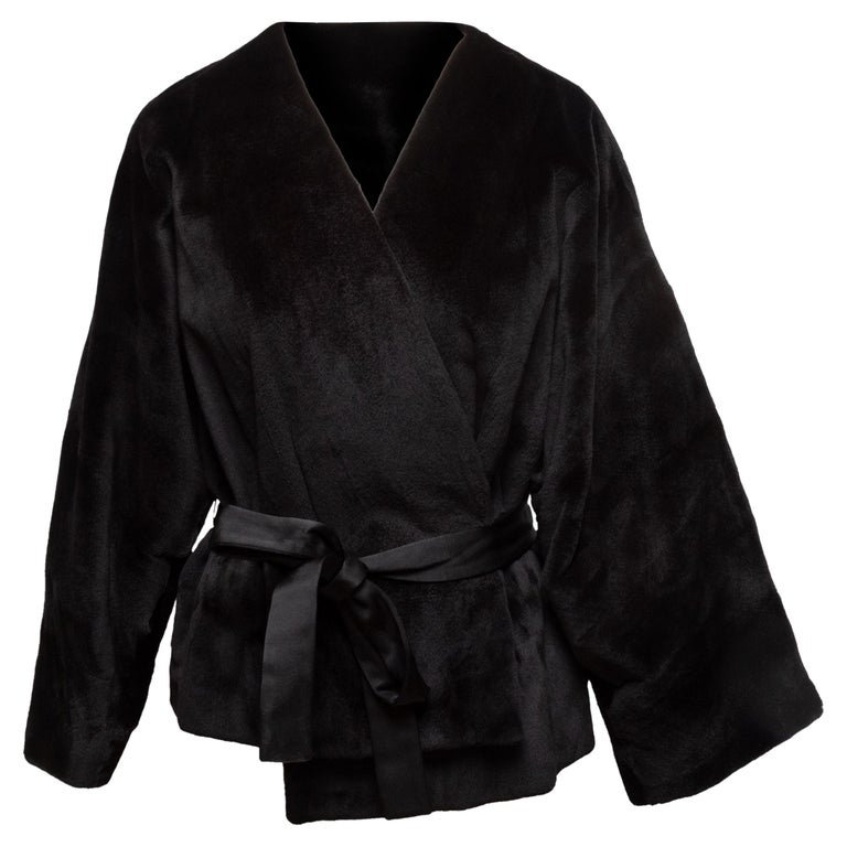 The Row Black Sheared Mink Wrap Jacket For Sale at 1stDibs