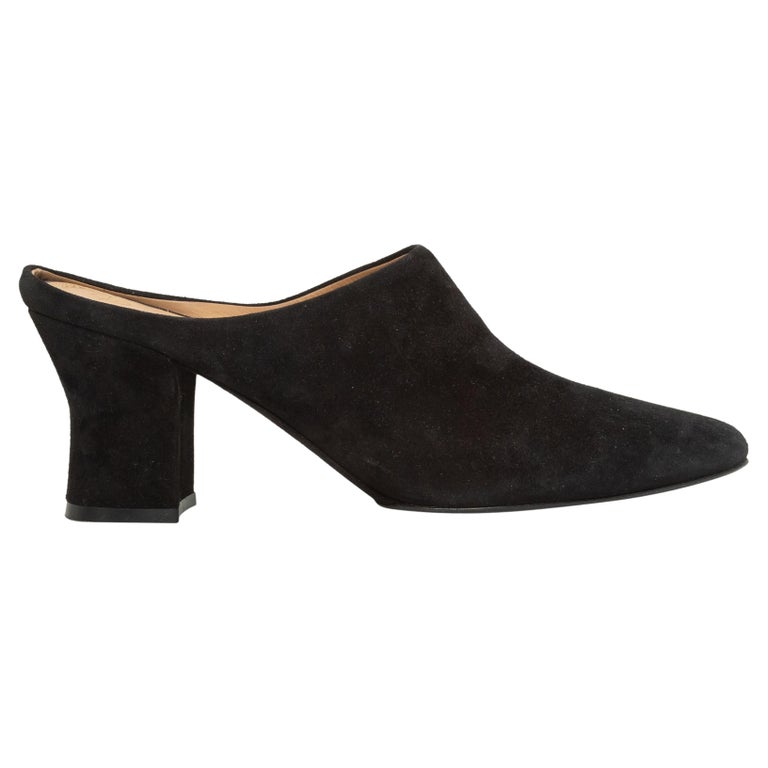 The Row Black Suede Heeled Mules For Sale at 1stDibs