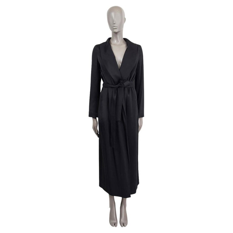 THE ROW black viscose LONG BELTED Coat Jacket 4 XS S For Sale at 1stDibs