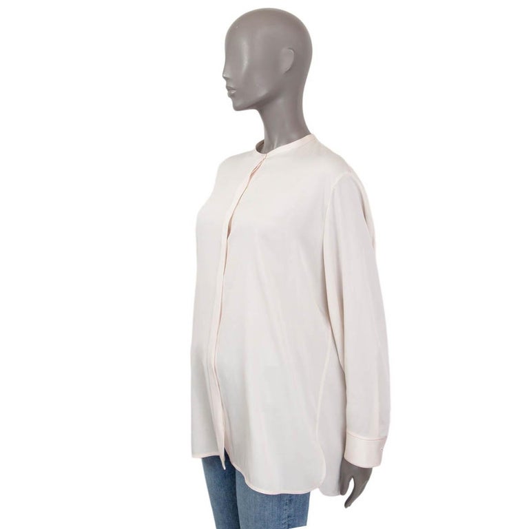 THE ROW ivory silk COLA BAND COLLAR OVERSIZED Shirt M For Sale at 1stDibs