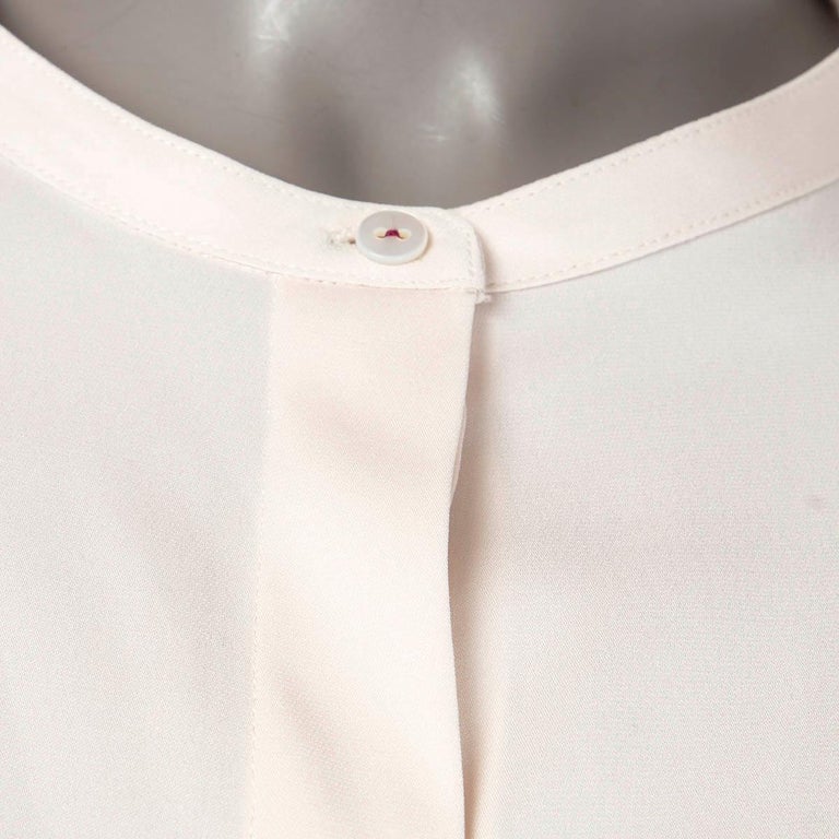 THE ROW ivory silk COLA BAND COLLAR OVERSIZED Shirt M For Sale at 1stDibs