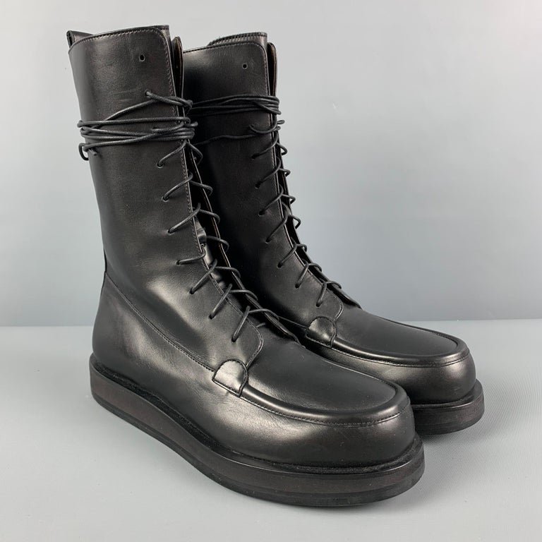 THE ROW Size 7.5 Black Leather Lace Up Boots For Sale at 1stDibs