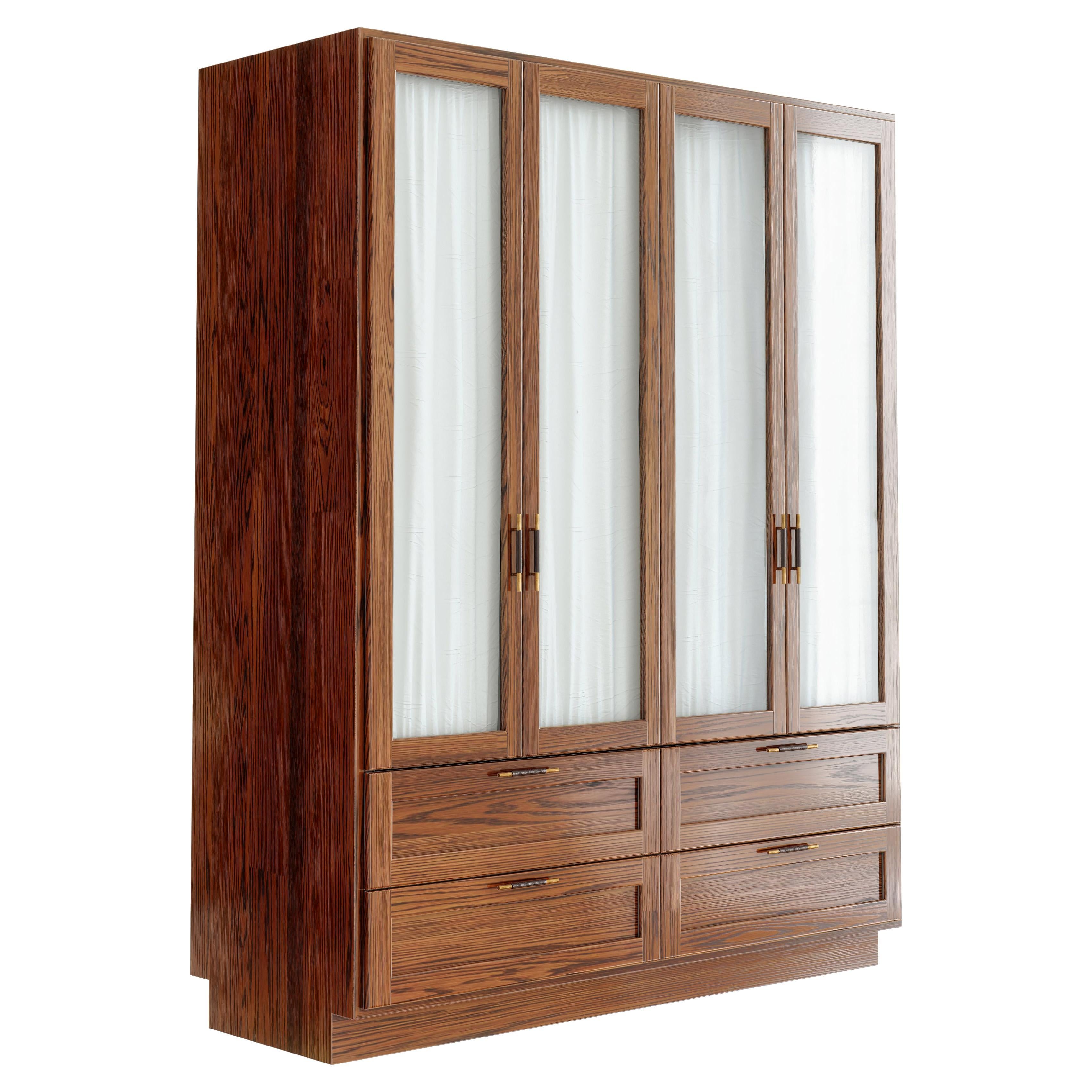 Sanders Wardrobe in Cognac, Brass and Leather — Large For Sale at 1stDibs