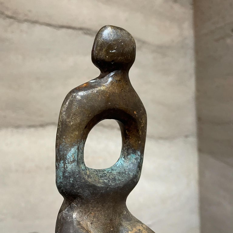 Seated Bronze Sculpture Abstract Figurine Sitting Relaxed Legs Crossed ...
