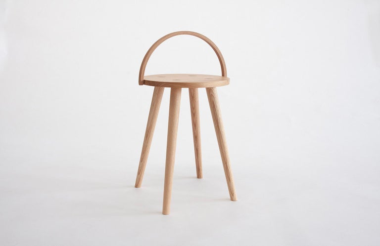 Single Bucket Stool in Solid Ash with Bentwood Handle For Sale at 1stDibs
