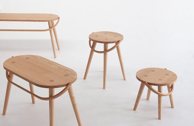 Single Bucket Stool in Solid Ash with Bentwood Handle For Sale at 1stDibs